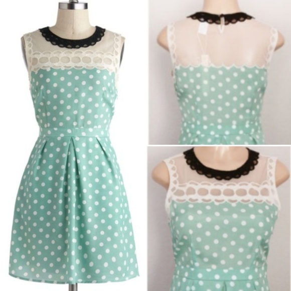 Modcloth | Dresses | New Modcloth Mint Polka Dot Dress | Poshmark